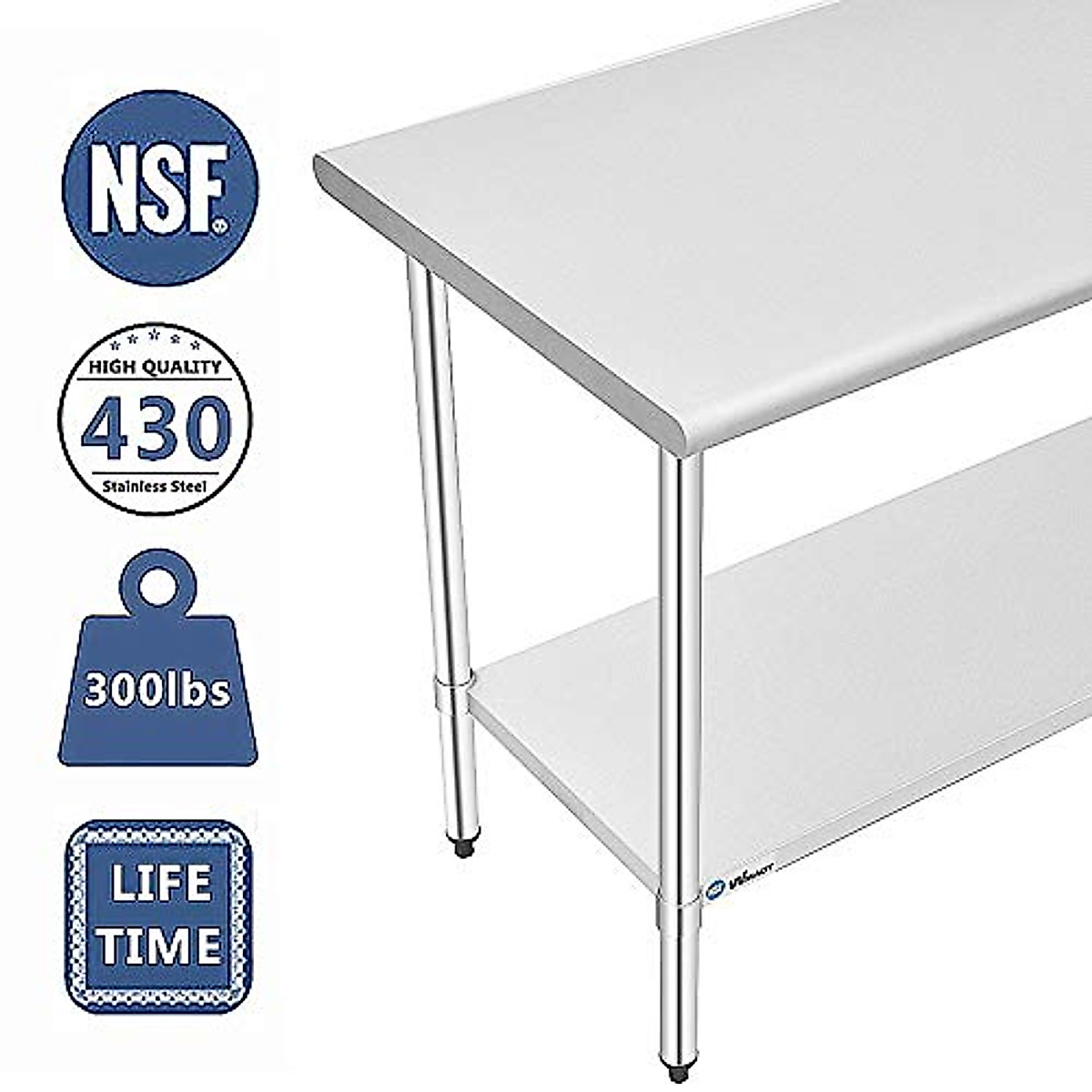 WMAOT Stainless Steel Work Table Commercial Grade NSF Certified Kitchen 24 x 36 Inch Classics Heavy Duty Food Prep for Restaurant, Home, Hotel, Business, Warehouse, Garage
