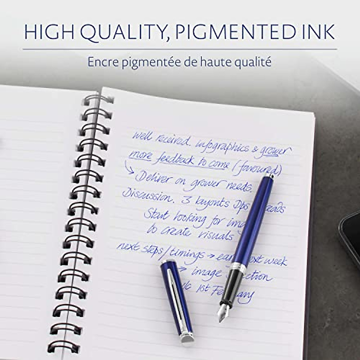 Waterman Fountain Pen Ink Cartridges, Long, Serenity Blue, 8 Count, Blister Pack