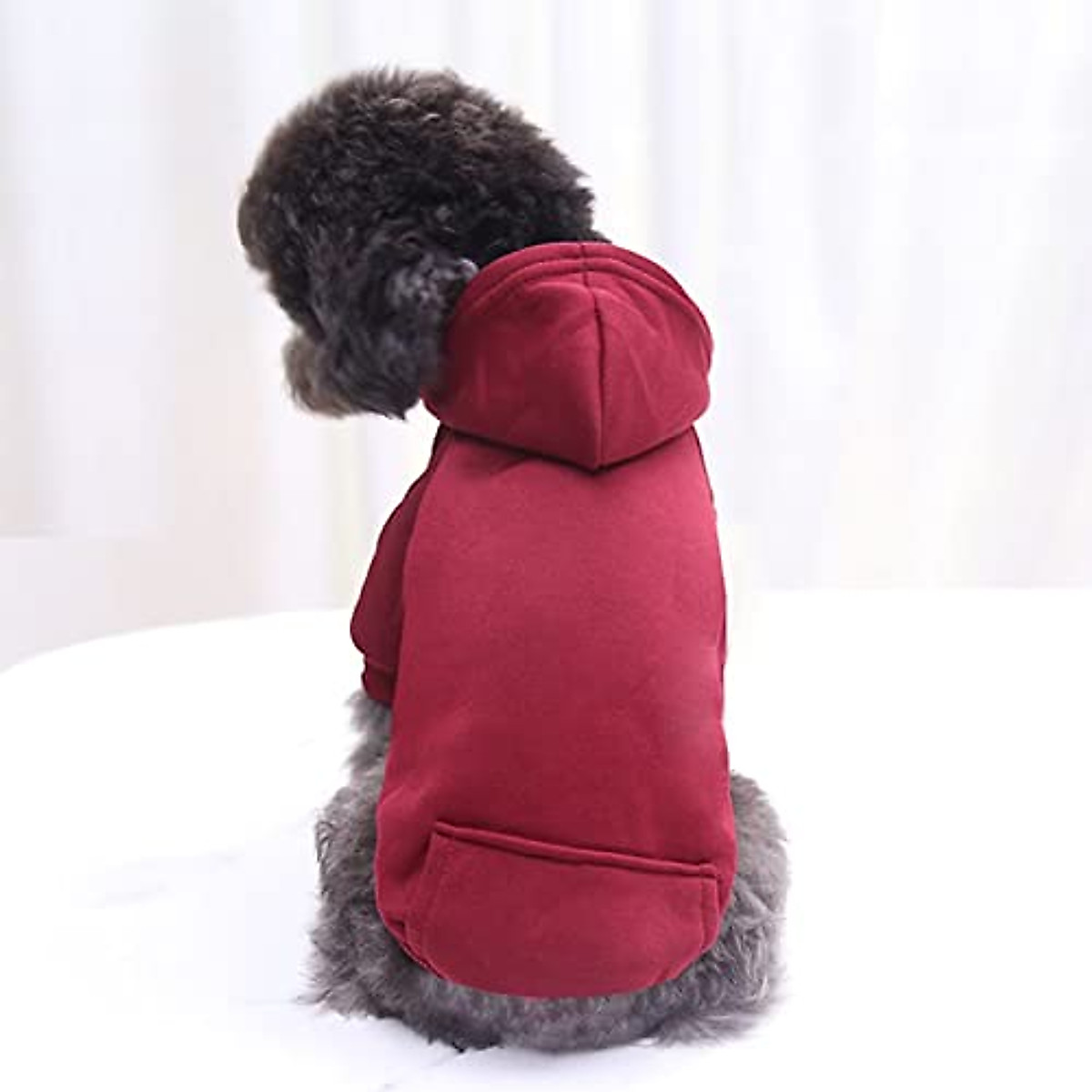 Dog Hoodie with Pocket Pet Warm Sweater for Winter Small Medium Dogs Puppy Coat Red XS
