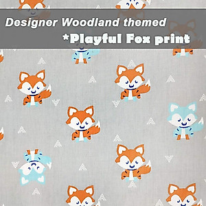 Brandream Woodland Crib Bedding Sets for Boys Girls Fox Arrow Baby Nursery Bedding, Unisex, 3 Pieces(Blanket + Crib Sheet + Crib Bed Skirt), 100% Breathable Cotton