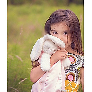 Bunnies By The Bay "Blossom Bunny" Buddy Blanket - 16" Stuffed Bunny and Baby Security Blanket - Super Soft Velour with Satin Lining