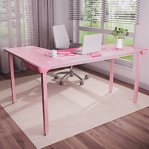 Eureka Ergonomic 61 inch L Shaped Desk, Pink Computer Gaming Desk Office Corner Desk for Home Office Study Writing Table with Mouse Pad, Easy Assembly (Right Side)