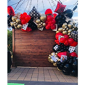 BALONAR 130Pcs DIY Red Black Gold Garland Balloon 18/10/5inch Metallic Latex Balloons for Birthday Party Celebration Graduation Bachelorette Casino Theme Party Balloons (Red Black White)