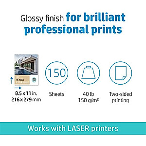 HP Enhanced Business Paper, Glossy, 8.5x11 in, 40 lb, 150 sheets, works with laser printers (Q6611A)