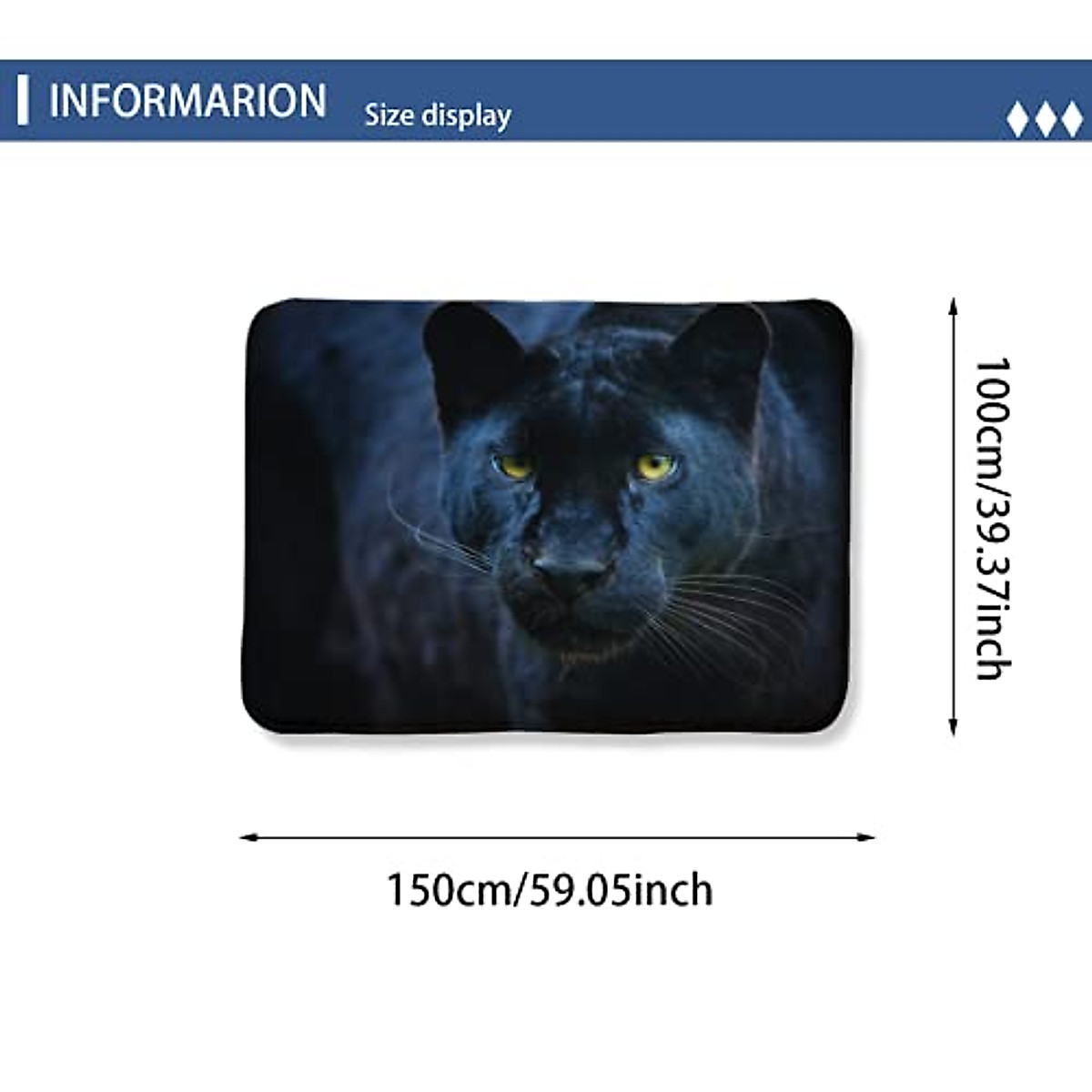 XYHH Area Rug Black Panther for Living Room Dining Room Bedroom playroom Parent-Child Game mat Study Office Room Decor lz White 3 39x60in