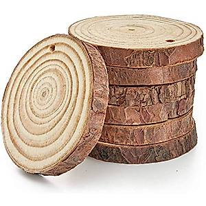 ARTEZA Natural Wood Slices, 2.4-2.8 Inch Diameter, Set of 45, Brown Round Pine Wood Discs with Bark for Crafts, Christmas Ornaments, Centerpieces