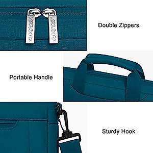 MOSISO Laptop Shoulder Messenger Bag Compatible with MacBook Air 15 inch M2 A2941/Pro 16 inch M3 A2991 M2 A2780 M1 A2485 A2141,15-15.6 inch Notebook with Adjustable Depth at Bottom, Deep Teal