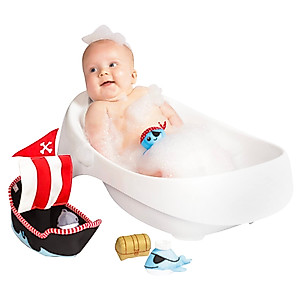 Manhattan Toy Neoprene Pirate Ship 5 Piece Floating Spill n Fill Bath Toy with Quick Dry Sponges and Squirt Toy
