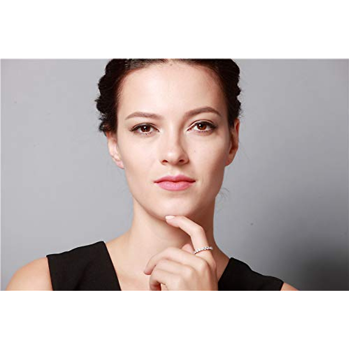 Uloveido Platinum Plated Lab Created Diamond Wedding Band Crystal 3mm Cubic Zirconia Eternity Stack Engagement Ring for Women (Size 9) Y041