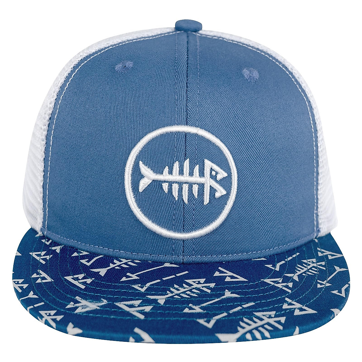 BASSDASH Flat Brim Trucker Cap Adjustable Snapback Hat Mesh Back for Men Women