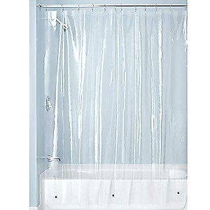 iDesign Waterproof PEVA Plastic Shower Curtain Liner for Use Alone or With Fabric Curtain, 72” x 72”, Clear