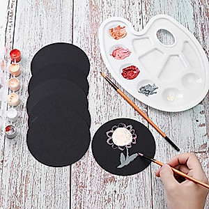 36 Pieces 4 inch Round Black Kraft Cards Cardstock Thick Kraft Paper Coaster Cards Blank Cardstock Slices for Mandala Painting DIY Coasters Painting Writing and Decorations (Black)