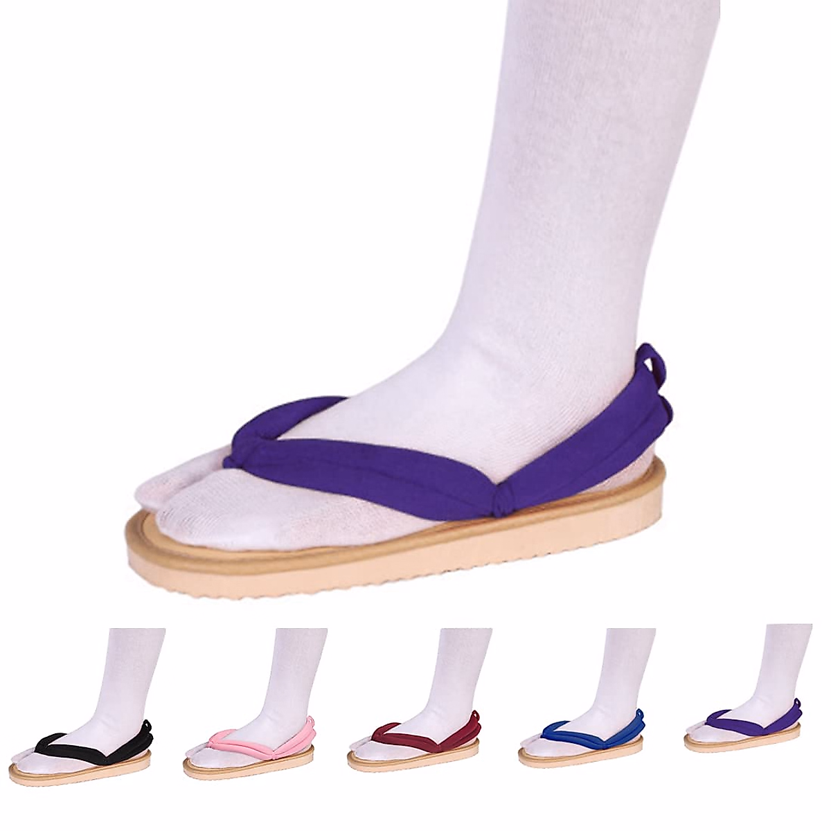 Anime Kimetsu no Yaiba Cosplay Clog Shoes Kamado Tanjirou Shinobu Cosplay Sandal Prop Oshitari with Socks (38-39, Purple, Numeric_7)