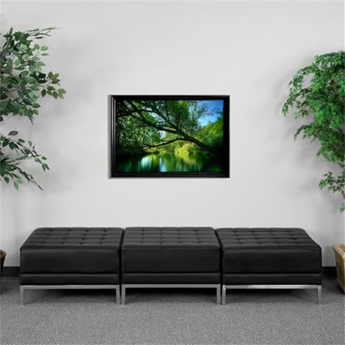 Flash Furniture HERCULES Imagination Series Black LeatherSoft Three Seat Bench