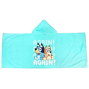 Jay Franco Bluey & Bingo Bath/Pool/Beach Hooded Towel - Super Soft & Absorbent Cotton Towel, Measures 22 x 51 Inches (Official Bluey Product)