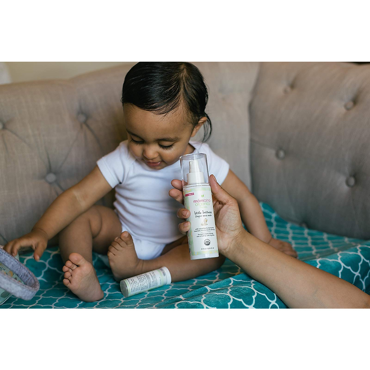 Organic Diaper Area Wash - Cruelty-Free Baby Spray for Sensitive Skin, Hypoallergenic Diaper Rash Spray, Gentle No Rinse Cleansing Water for Cloth Diaper Wipes - 5floz by Mambino Organics