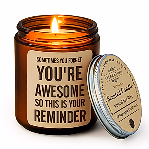 Inspirational Gifts for Friends Sisters Coworkers - Sometimes You Forget You're Awesome Lavender Candle, Uplifting Home Scented Candle for Birthday Party,8 oz, 55 Hours Burning
