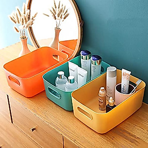 Plastic Storage Baskets 8 Pack, Small Pantry Baskets for Organizing, Organizer Basket Bins for Shelves, Organizer and Storage for Bathroom, Bedrooms, Kitchens (Colour Medium)