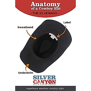Mens+Wool+Cowboy+Hat+Silverado+Black+Shapeable+Western+Hats+by+Silver+Canyon
