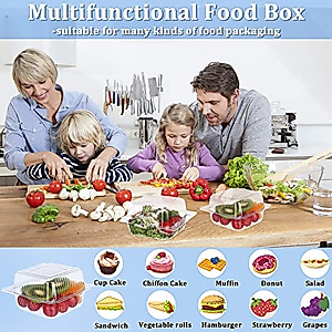 Clamshell Food Containers 50pcs Clear-Hinged Plastic Containers, Durable Dessert Containers for Cakes, Sandwiches, Salad and Fruits, Stackable Clear To Go Plastic Containers Keep Your Food Fresh