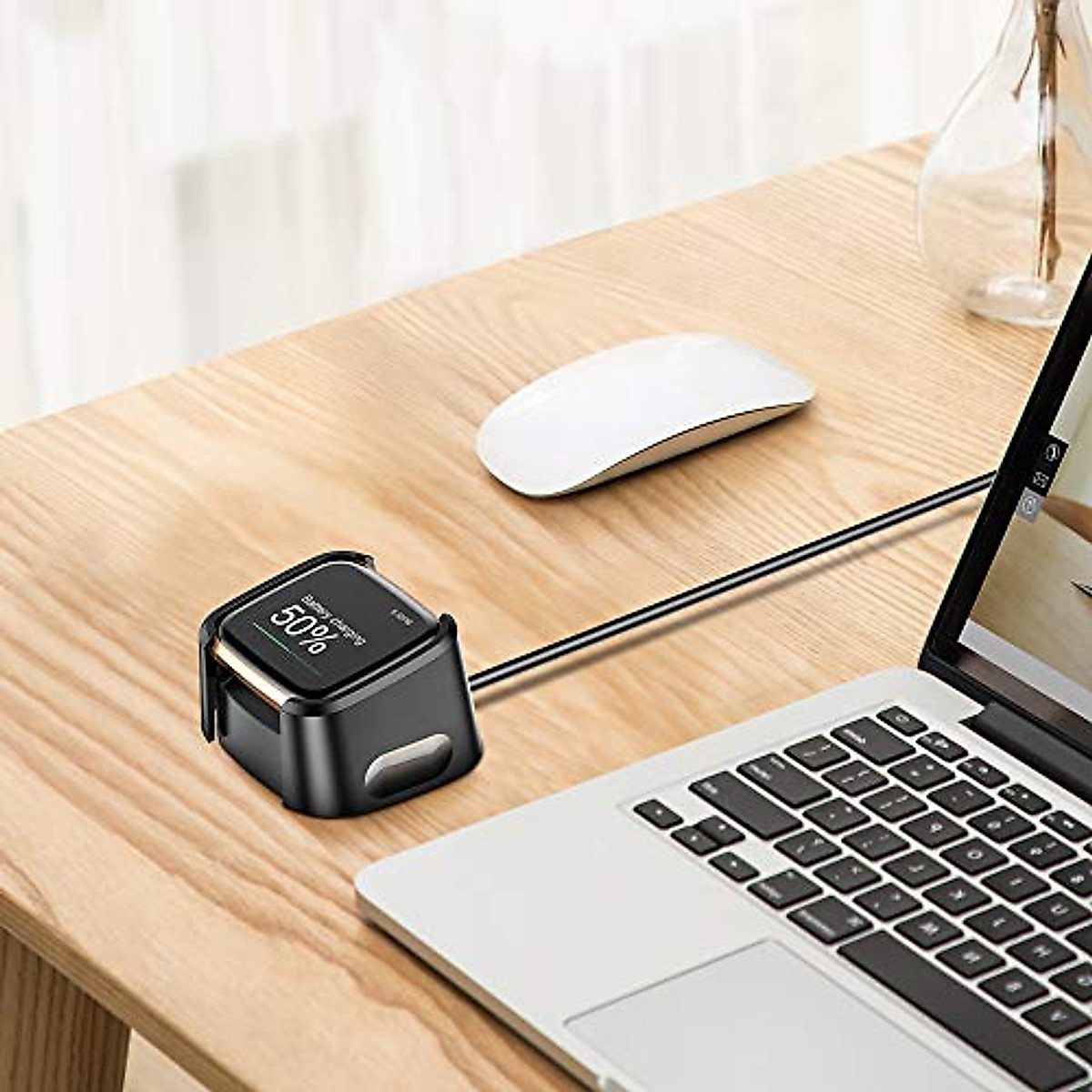 QIBOX Charger Compatible with Fitbit Versa 2 (Not for Versa/Versa Lite), 2-Pack Replacement USB Charging Cable Dock Stand for Versa 2 Health & Fitness Smartwatch, 3Ft Sturdy Power Cord