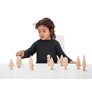 TickiT Woodland Trees Set - Set of 10 - For Ages 10m+ - Wooden Trees for Kids - 10 Different Shapes - Loose Parts Wooden Toys for Toddlers