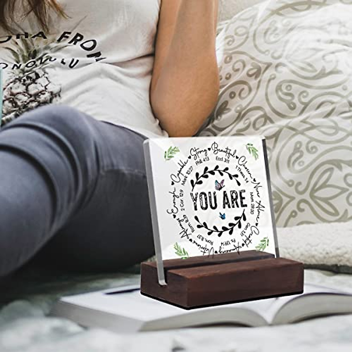 Christian Encouragement Gifts for Best Friend Women, Inspirational Gifts for Daughter Bestie, You are Beautiful, Acrylic Desk Sign Keepsake with Wood Stand for Home Office