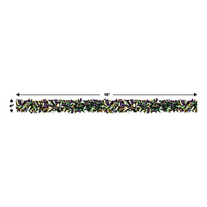 Beistle Metallic Festooning Garland Party Accessory, Mardi Gras Decorations, 4" x 15', Gold/Green/Purple
