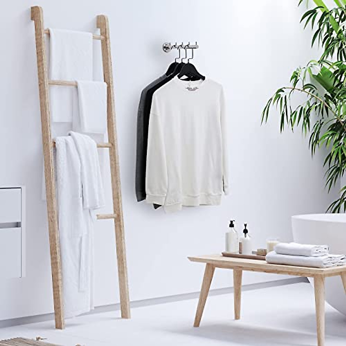 SCDGRW 2 Pcs Wall Mounted Clothes Hanger Rack, Stainless Steel Hook Holder, Space Saving Clothing Hanging System Closet Storage Organizer Drying Rack Coat Hook for Bathroom, Bedroom, Laundry Room