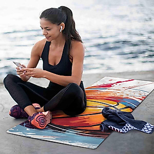 GOODOLD Basketball Yoga Mat, 71 x 26 Inch Non-slip Yoga Mats Folding Travel Exercise Mat Indoor Outdoor Gym Pilates with Storage Bag for Women Men