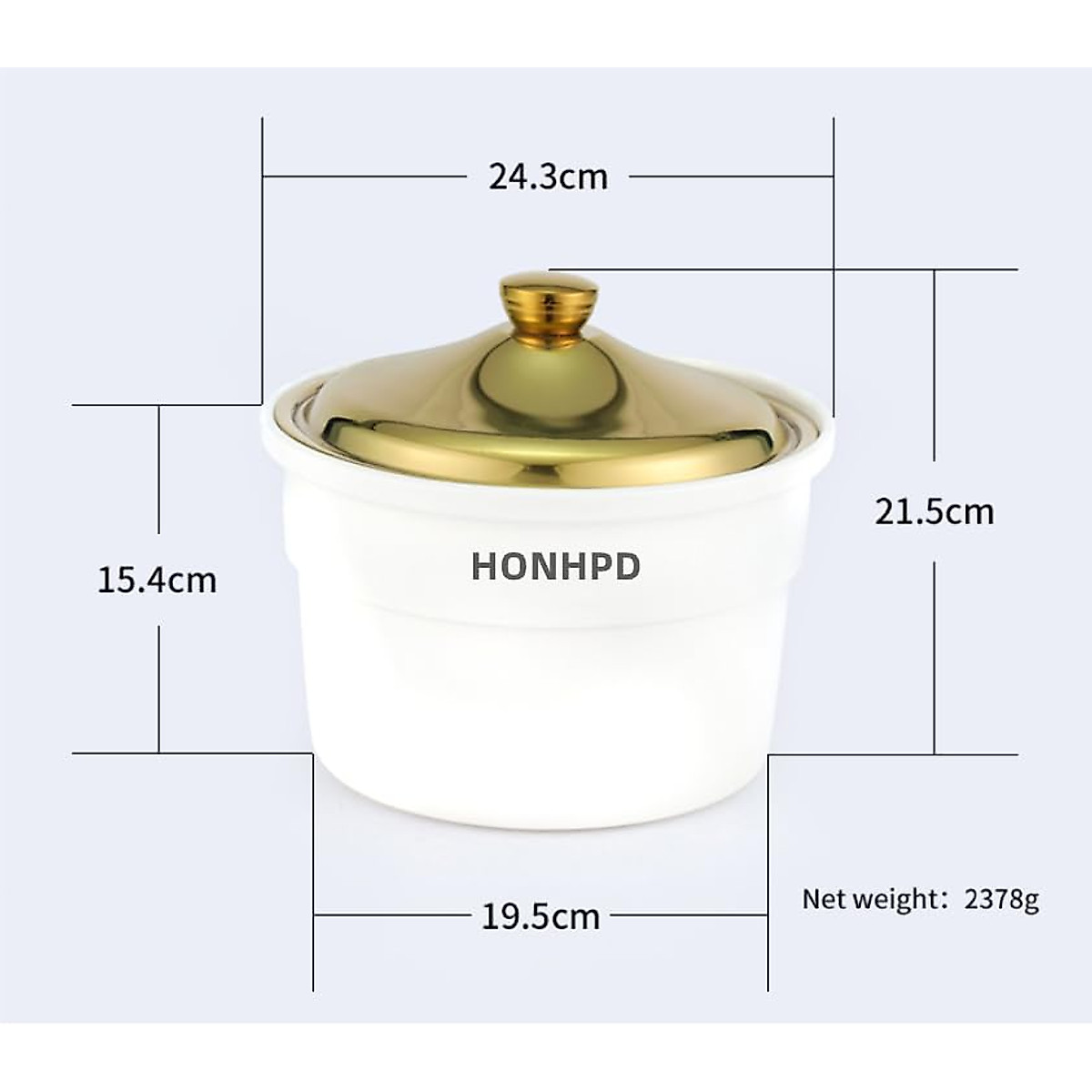 HONHPD Luxury Golden Stainless Steel Ceramics Chafing Dish with Spoon Dish Buffet Server Food Warmer Chafing (4-Quart Capacity)