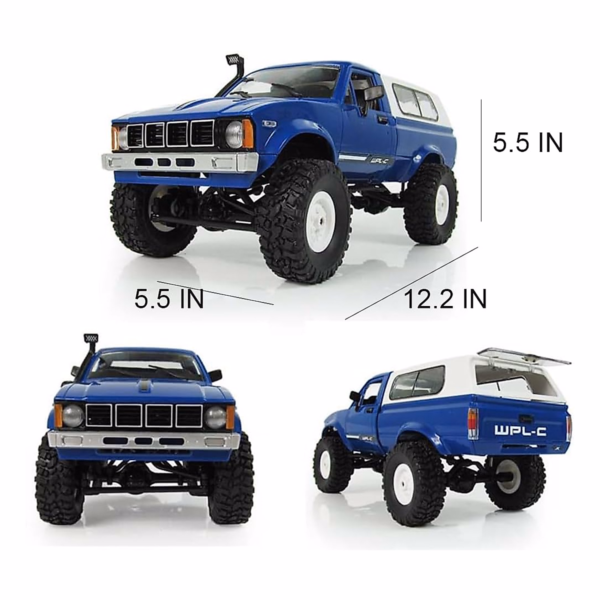 Apawband RC Crawler WPL C24 RC Rock Crawler RC Truck 4x4 Off Road RTR, 1/16 Scale Remote Control Truck All Terrain 2.4 Ghz with Proportional Steering LED Lights Hobby Toys Adult