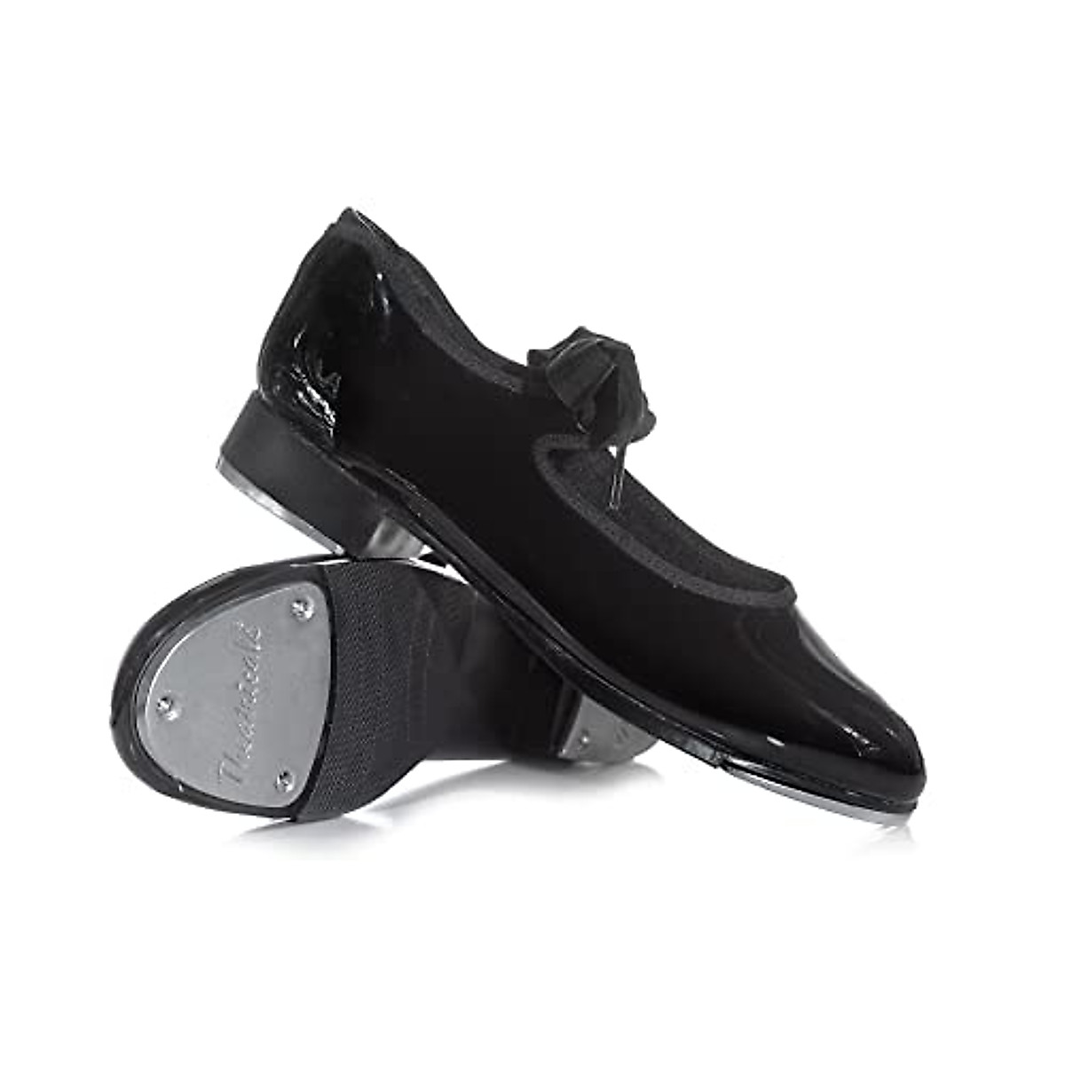 Theatricals Womens Tap Star Ribbon Tie Elastic Tap Shoes Patent 04.5M T9015