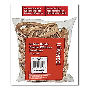 Universal Rubber Bands, Size 64, 0.04" Gauge, Beige, 4 Oz Box, 80/Pack