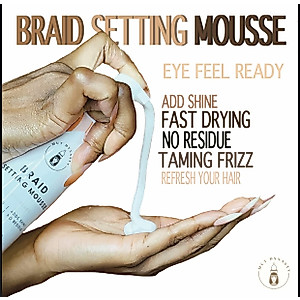 Mut Dynasty Moose Hair Setting Lotion Foam for Box Braids and Long-Lasting Hold - Professional Braiding Sealer Mousse for Black Women, 8.4oz/250ml