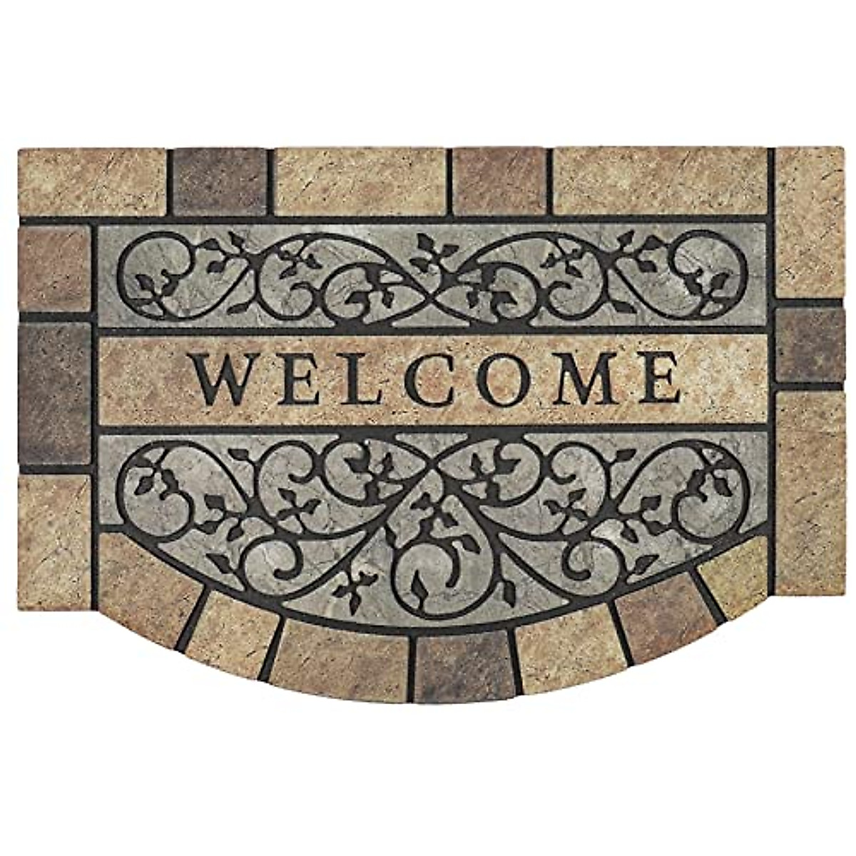 MTOUOCK New Large 36"x24" Heavy Duty Welcome Mat Outdoor with Non-Slip Rubber Backing - Durable Outdoor Door Mat for Front Door Entrance, Garage, Patio & High Traffic Areas - Stone Scroll Design