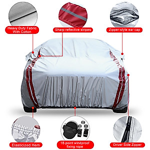 Waterproof Car Covers Replace for 2008-2024 Dodge Challenger, 6 Layers All Weather Custom-fit Car Cover with Zipper Door & Windproof Bands for Snow Rain Dust Hail Protection