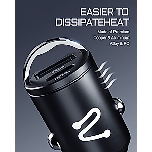 USB C Car Charger, Aergiatech 38W(20W+18W) PD&QC 3.0 Car Charger Adapter, Smallest Cigarette Lighter USB Car Charger, Compatible with iPhone 13/13 Pro Max/12/11, iPad Mini/Pro, Samsung and More