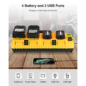 Lenoya DCB104 Replacement for Dewalt 12v 20v Max Multi Battery Charger Station DCB104