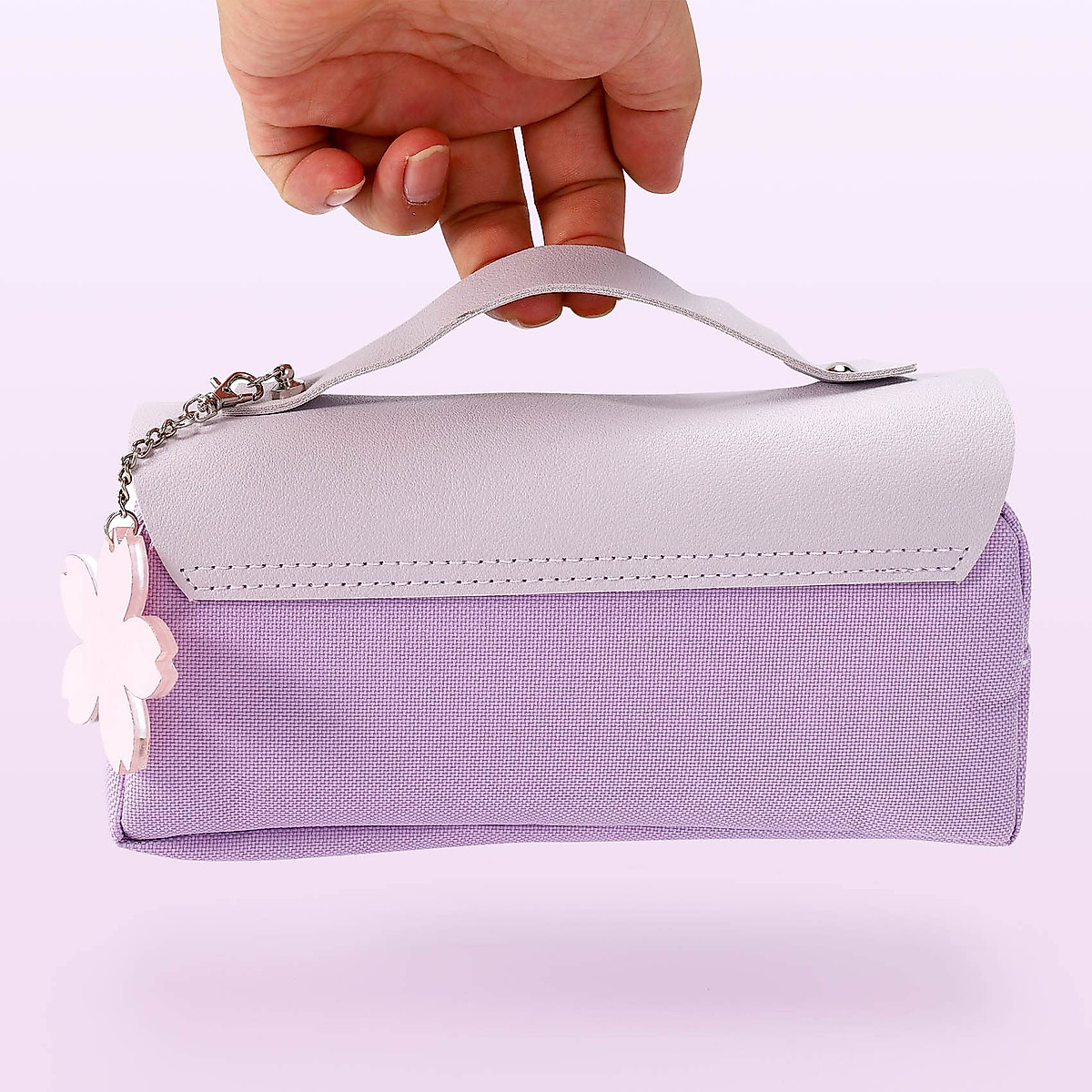 Limnyves Purple Blossom Pencil Case PU Leather Pencil Case Stationery Pencil Case Pencil Case Pencil Case