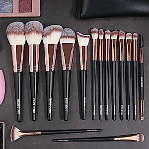 15 PCs Makeup Brushes, BABI BEAR Makeup Brush Set Professional Premium Synthetic Make Up Brushes for Blending Powder Blush Concealers Eyeshadow Foundation Brush with Travel Makeup Bag