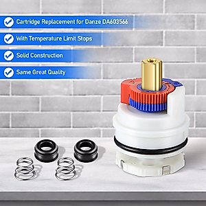 Dreyoo Square Stem Washerless Cartridge Replacement for DA603566, Shower Cartridge Compatible with Danze and Glacier Bay Single Handle Tub/Shower Faucets with Temperature Limit Stops