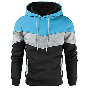 Gesean Mens Hoodie Pullover Hooded Sweatshirt Top Blue Medium