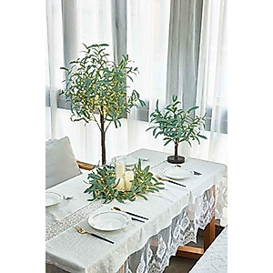 LITBLOOM Lighted Tabletop Olive Tree 18IN 50 LED Fairy Lights with Timer Battery Operated or USB Plug in Bonsai Tree for Wedding Christmas Spring Home Decoration