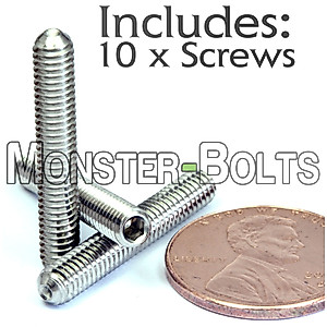 MonsterBolts - M4 x 25mm Cup Point Set Screws, DIN 916, Stainless Steel, 10 Pack