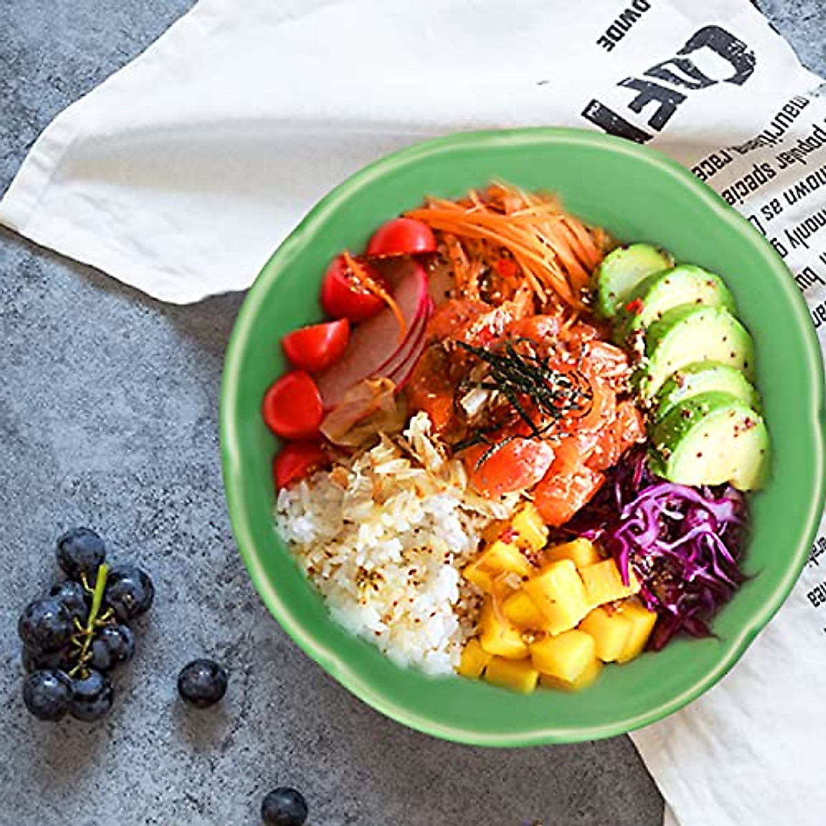 STAR MOON Set of 2 Large Ceramic Soup Bowls - Elegant and Durable 19 Oz Emerald Green Bowls for Serving, Cereal, Soup, and More - Microwave and Dishwasher Safe - Four-Leaf Clover Collection