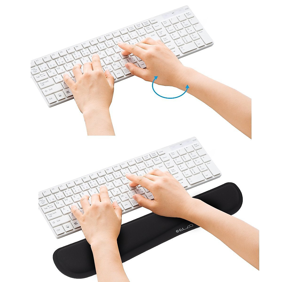 ELZO Wrist Rest Support for Keyboard & Mouse Pad Combo with Comfortable Memory Foam Padding, Nonslip Rubber Base for PC Computer Laptop Mac