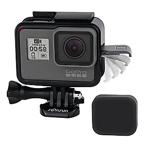 SOONSUN Frame Mount Housing Case Compatible with GoPro Hero 5 6 7 Black, Hero7 Silver, Hero7 White, Hero (2018) Cameras
