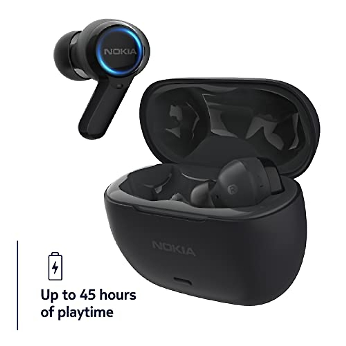Nokia Clarity Earbuds Pro Wireless Active Noise Canceling Earbuds - Bluetooth 5.2, Dual Mics, Ambient Mode, Low Latency, LED Call Indicator Light, IPX4, Up 35 Hours of ANC Playback with Charging Case