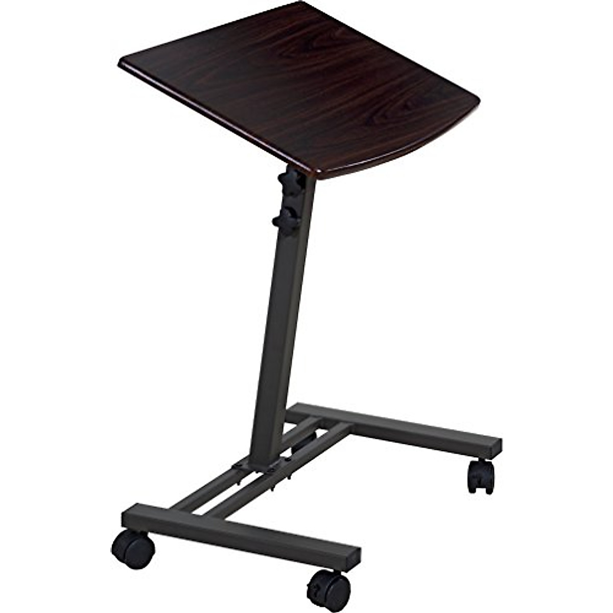 OneSpace Angle and Height Adjustable Mobile Laptop Computer Desk, Single Surface, Dark Walnut